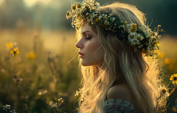 Wallpaper girl, nature, face, pose, portrait, AI art, neural network ...