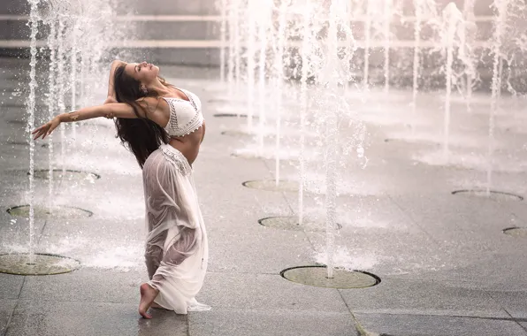 Wallpaper girl, dance, fountains, Romina Micheletty images for desktop ...
