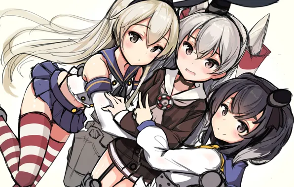 Wallpaper girl, anime, trio, kantai collection for mobile and desktop ...