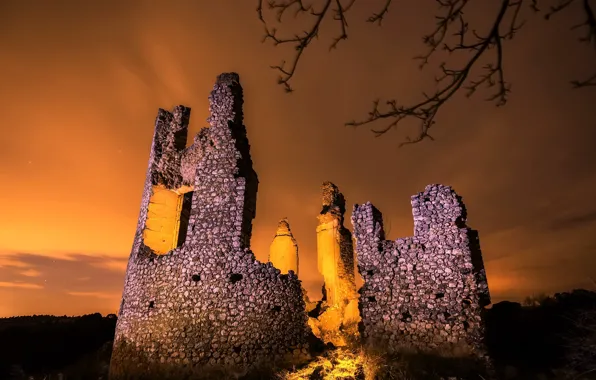 Wallpaper night, nature, ruins for mobile and desktop, section разное ...