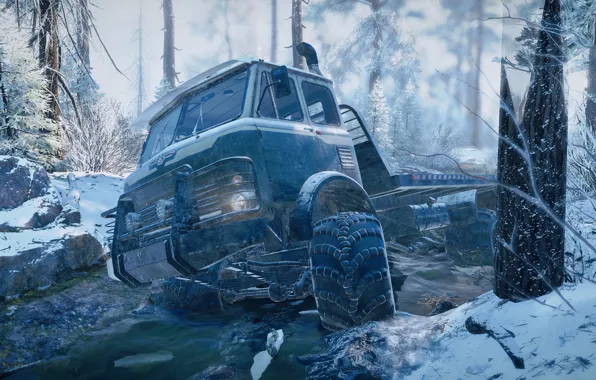 Wallpaper HDR, Wood, Winter, Water, Lights, Snow, Truck, Game for ...