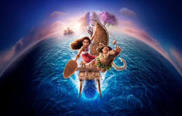 Wallpaper the ocean, boat, characters, Moana 2, Moana 2 for mobile and ...
