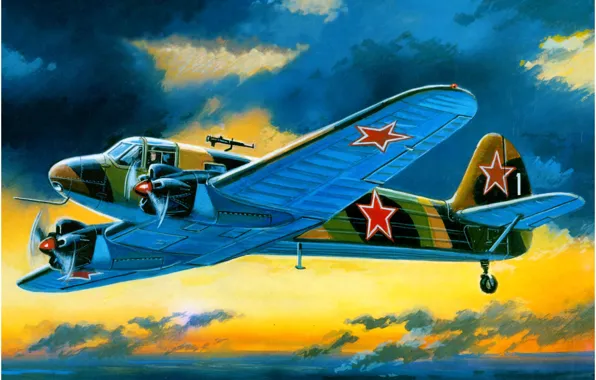 Download wallpaper art, airplane, painting, aviation, Yakovlev Yak-6 ...