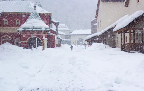 Download wallpaper Winter, Winter, Snowfall, Snowfall, Snow Houses ...