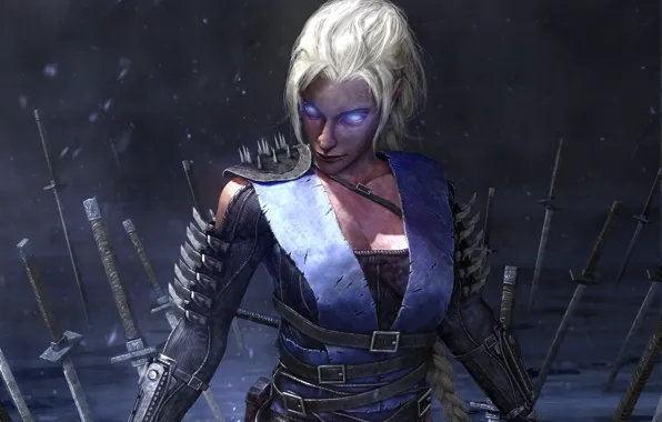 Download wallpaper girl, swords, crossover, frozen, mortal kombat, Sub ...