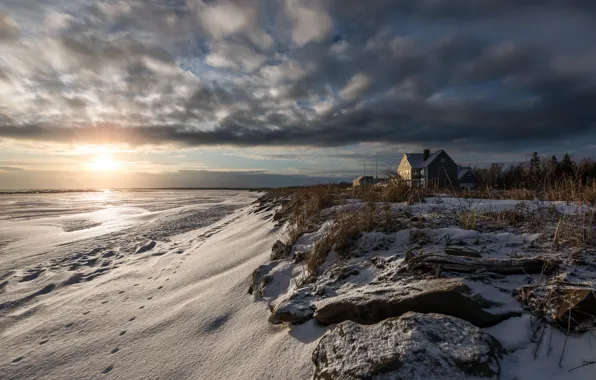 Wallpaper winter, sea, shore for mobile and desktop, section пейзажи ...