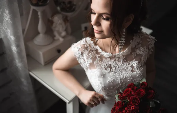 Wallpaper flowers, pose, the bride, light, bouquet, Tatiana, girl ...