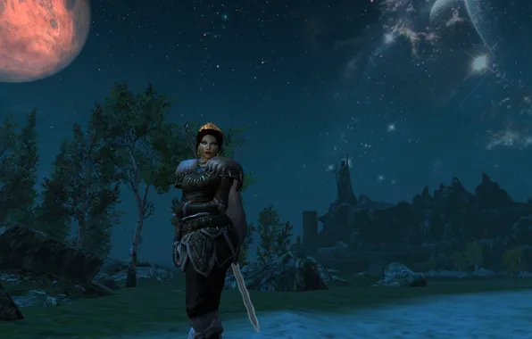 Wallpaper girl, night, Skyrim, Nariva for mobile and desktop, section ...