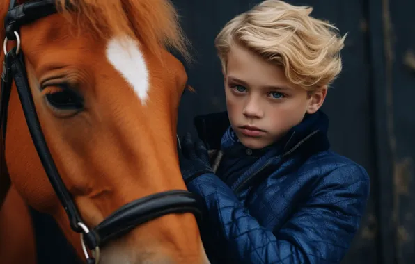 Wallpaper horse, horse, boy, digital art, AI art, The Art of Artificial ...