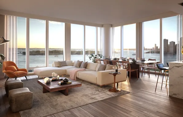 Wallpaper interior, kitchen, megapolis, living room, dining room for ...