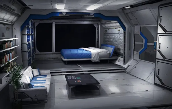 Wallpaper interior, bedroom, living room, the style of cyberpunk in the ...