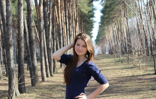 Wallpaper forest, look, nature, pose, hair, modesty, Ludmila Panova for ...