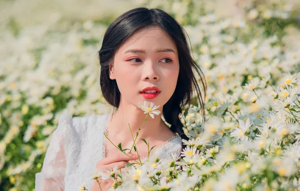 Wallpaper summer, look, girl, flowers, nature, pose, portrait, makeup ...