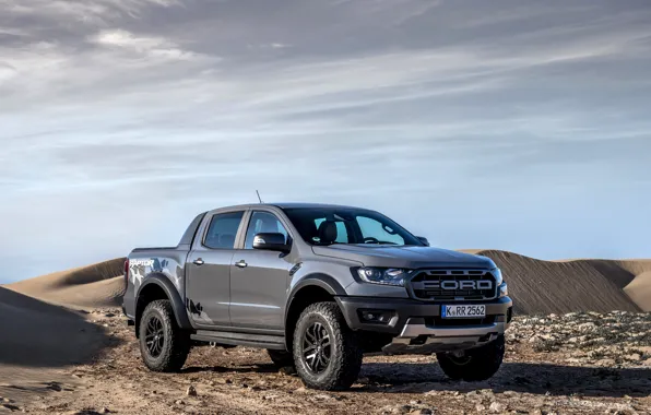 Download wallpaper sand, clouds, grey, desert, Ford, Raptor, pickup ...