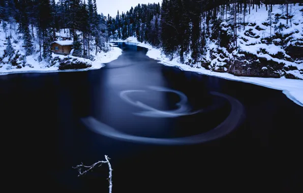 Wallpaper winter, forest, river images for desktop, section природа ...