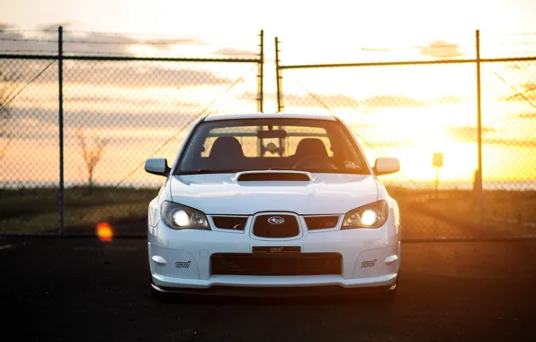 Wallpaper Subaru, Impreza, WRX, STI, Sunset, White, Evening, Face for ...