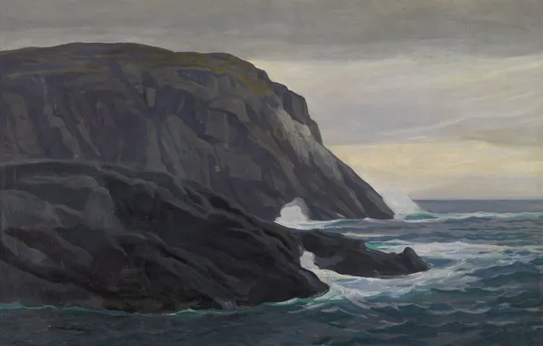 Wallpaper sea, landscape, rocks, picture, Rockwell Kent, Rockwell Kent ...