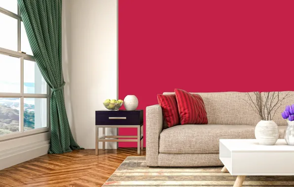 Wallpaper design, style, interior, positive, living room, the color is ...