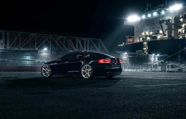 Download wallpaper Car, Tesla, Rear, Electric, P90D, Medel S, section ...