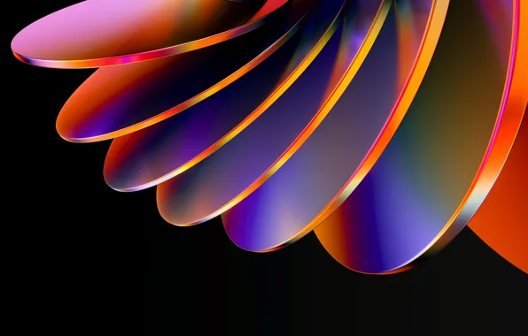 Download wallpaper Glass, Design, petals, black background, Render ...