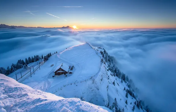 Download wallpaper clouds, mountains, nature, morning, section ...