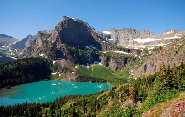Wallpaper nature, lake, hill for mobile and desktop, section пейзажи ...