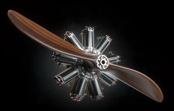 Download wallpaper Propeller, Rotary engine, Clerget 9B, section ...