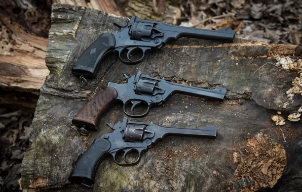 Download wallpaper weapons, revolvers, three pieces, section weapon in ...