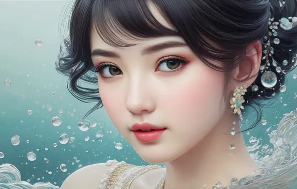 Wallpaper look, girl, pose, portrait, AI art, neural network for mobile ...