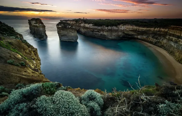 Download wallpaper Sunset, Island, Arch, Аustralia, section landscapes ...