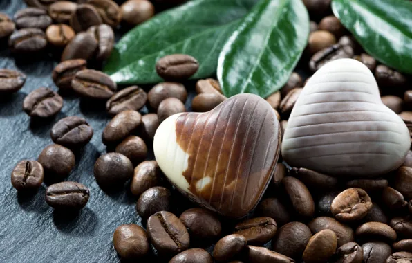 Wallpaper coffee, chocolate, candy, coffee beans, grain, chocolates ...