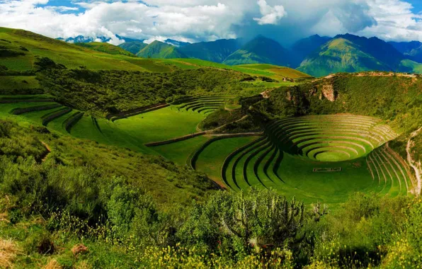 Wallpaper mountains, the ruins, Marash, Peru, Moray Inca for mobile and ...