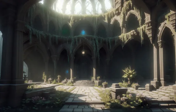 Wallpaper landscape, art, digital art, fantasy art, temple, elven, The ...