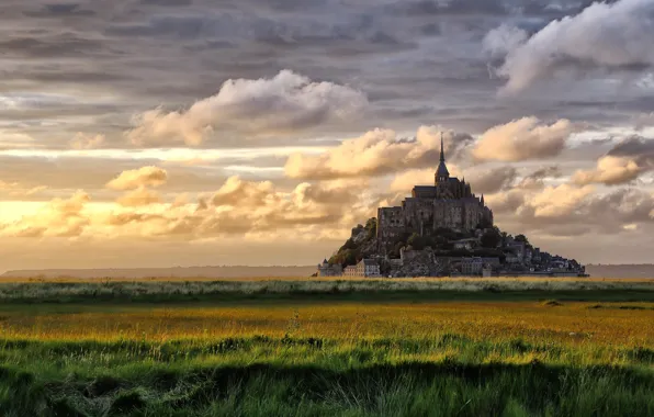 Download wallpaper castle, shore, Mont-Saint-Michel, section landscapes ...