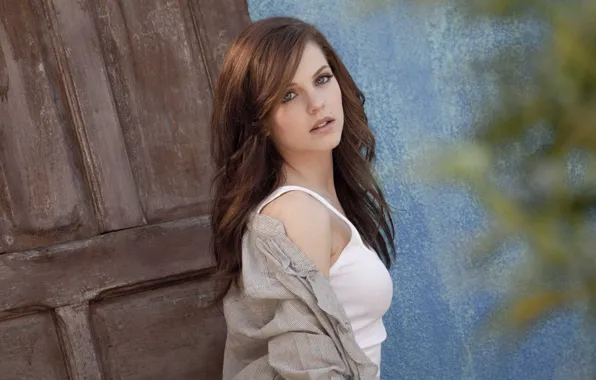 Wallpaper blouse, eyes, lips, hair, breasts, Kiera Winters, shirt ...