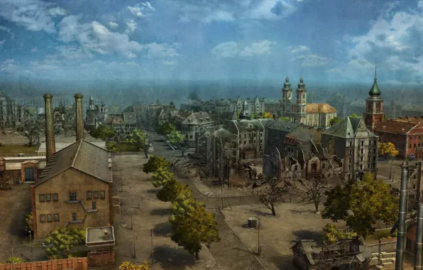 Download wallpaper summer, the city, game, graphics, building, map, art ...