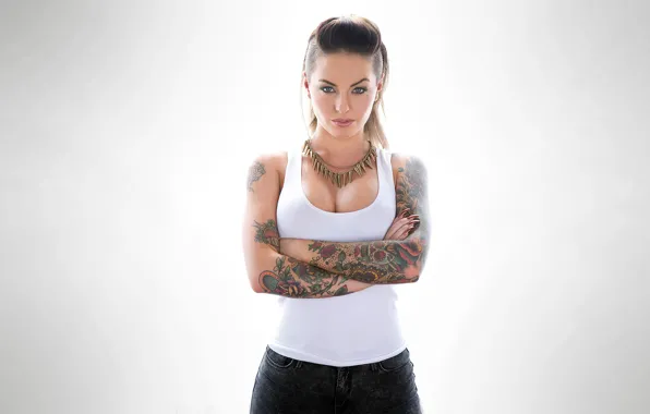 Wallpaper Punk Brunette Background Christy Mack Chain Jeans Long