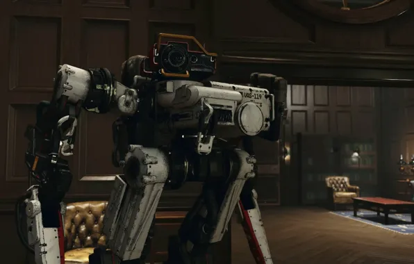 Download wallpaper table, tree, robot, interior, chair, wardrobe ...