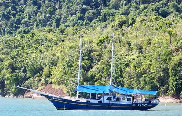 Wallpaper Ubatuba, Anchieta Island, Sloop Boat, Brazil_ for mobile and ...