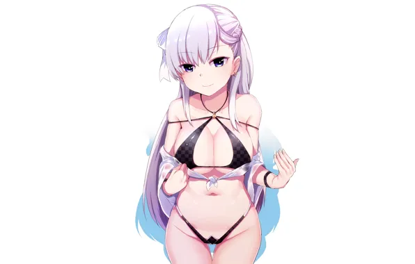 Wallpaper Girl Sexy Cleavage Pink Hair Long Hair Boobs Anime
