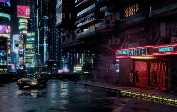 Wallpaper machine night the city lights Cyberpunk 2077 Cyberpunk Cyberpunk 2077 for mobile and desktop section resolution 1920x1080 download