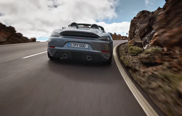 Download wallpaper Porsche, road, rear view, 718, Porsche 718 Spyder RS ...