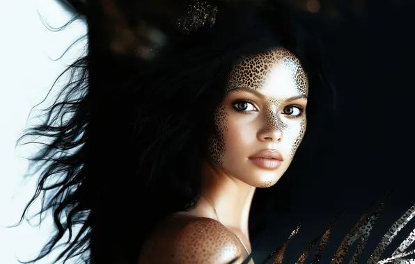 Wallpaper look, girl, face, pose, AI art, neural network for mobile and ...