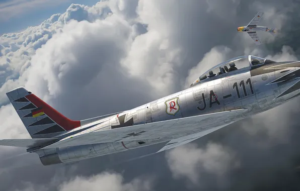 Download wallpaper The MiG-15, American fighter jet, North American F ...