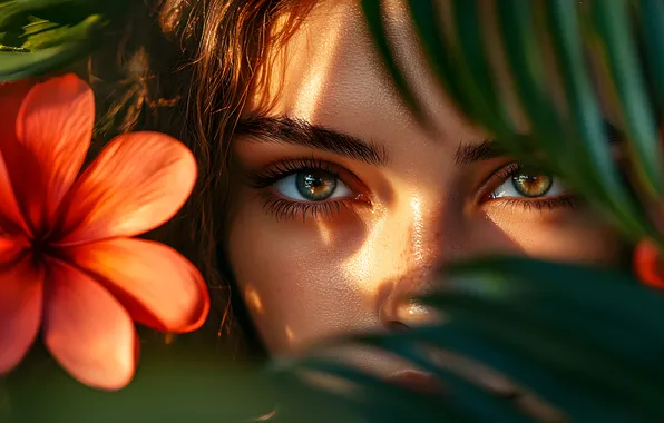 Wallpaper look, girl, face, pose, portrait, AI art, neural network for ...