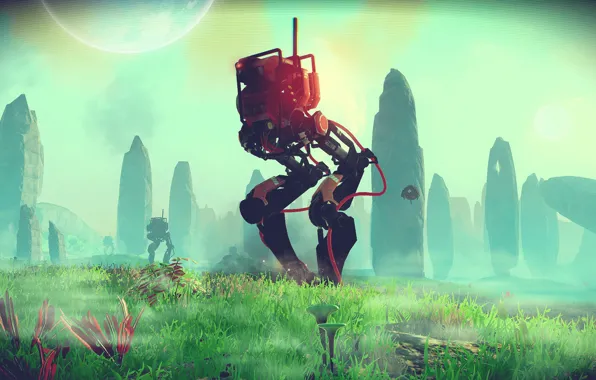 Download wallpaper space, rock, grass, robot, rocks, planet, robots ...