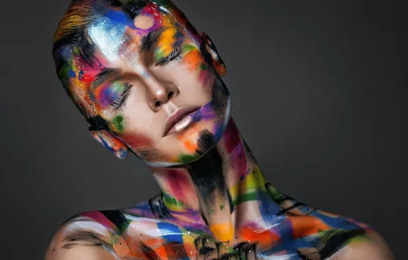 Wallpaper girl, portrait, makeup, body art, make-up for mobile and ...