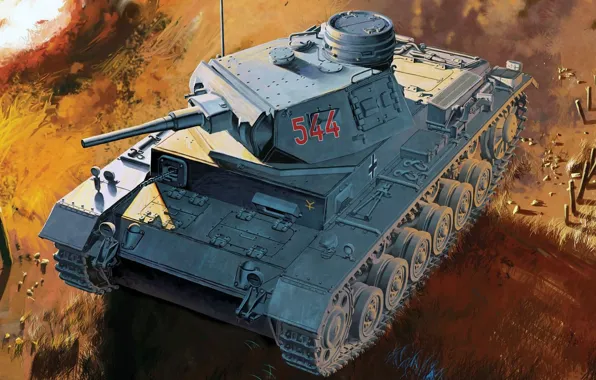 Download wallpaper figure, Panzerkampfwagen III, German medium tank, Pz ...