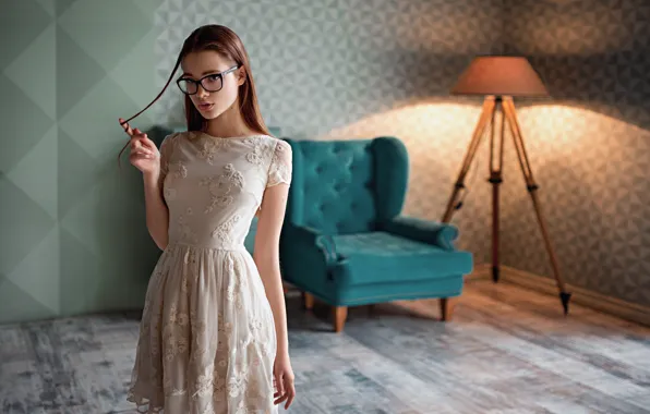Wallpaper Girl, Look, Glasses, Hair, Dress, Beautiful, Anna A Dozen for ...