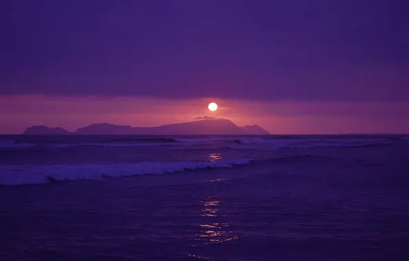 Wallpaper beach, sky, sea, sun, purple, bay for mobile and desktop ...